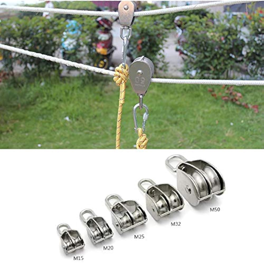 1-Pack M15 Double Pulley Block Stainless Steel Heavy Philippines | Ubuy