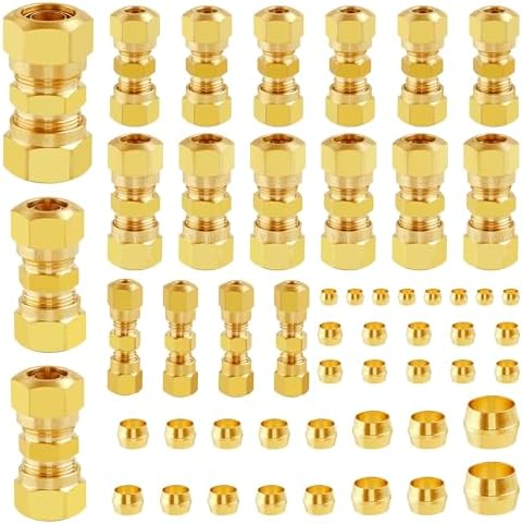 Ailbiuko 53 PCS DOT Brass Compression Air Brake Nylon Tubing Fittings ...