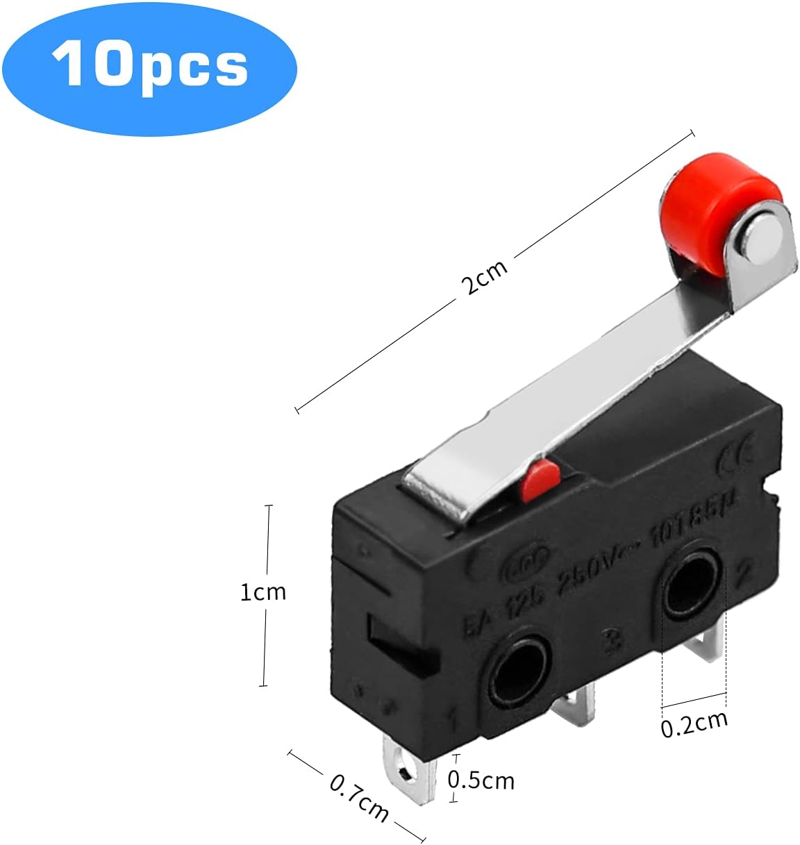 Winfred 10pcs Mini Micro Switch, 3 Pins Micro Limit Switch 5A 250V ...