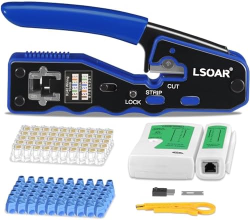 RJ45 Crimp Tool Pass Through Ethernet Crimper for Cat6 Cat5e Cat6a ...