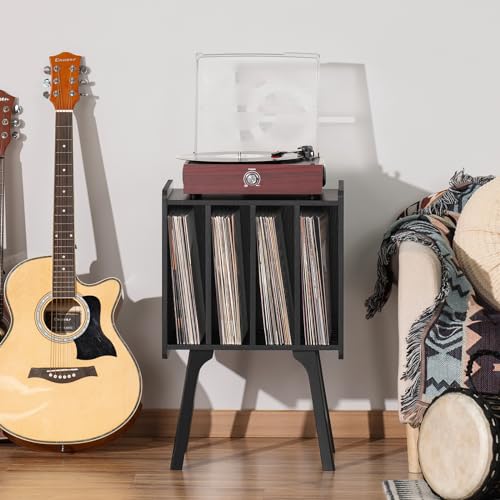 Snapklik.com : LELELINKY Record Player Stand, Black Vinyl Storage Table
