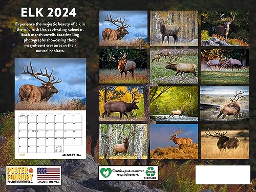 Snapklik.com : Elk Calendar 2024 Wall Calander Monthly 12 Month