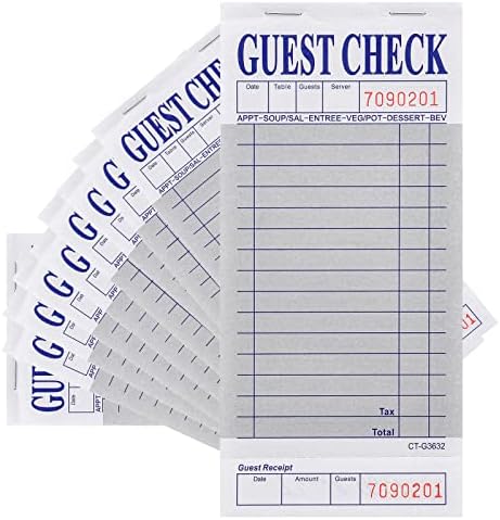 Amazon.com: Guest Check Pads w/Guest Receipt (20 Pack) - 4.25 x 7.25 1 ...