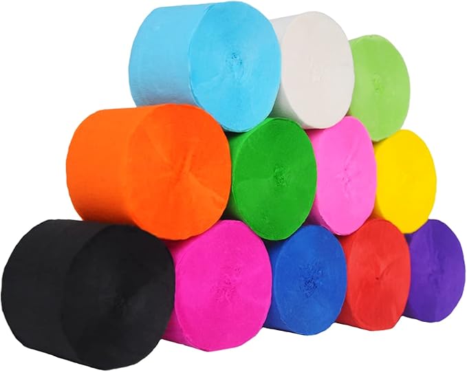 Amazon.com: 12 Rolls in 12 Colors Party Streamers, 12 Pieces 82 feet ...