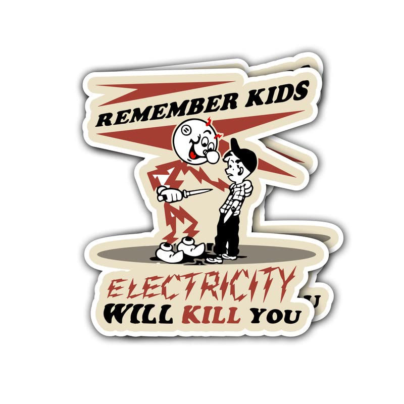 Amazon.com - WSQ (2 Pack) Remember Kids Electricity Will Kill You Vinyl ...