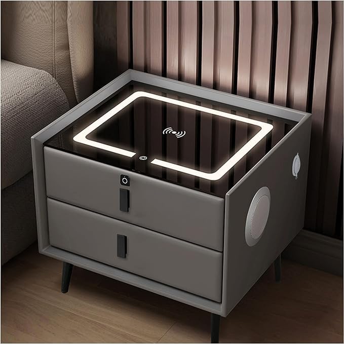 Smart Meble Wood Smart Nightstand With Wireless Charging, Night Stand ...