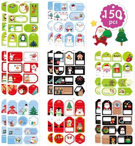 Hianjoo 112 PCS Christmas Sticker Labels, Christmas Self Adhesive ...