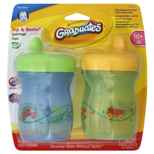 Amazon.com: Gerber Graduates BPA Free 2 Pack Sip and Smile Spill Proof Cup