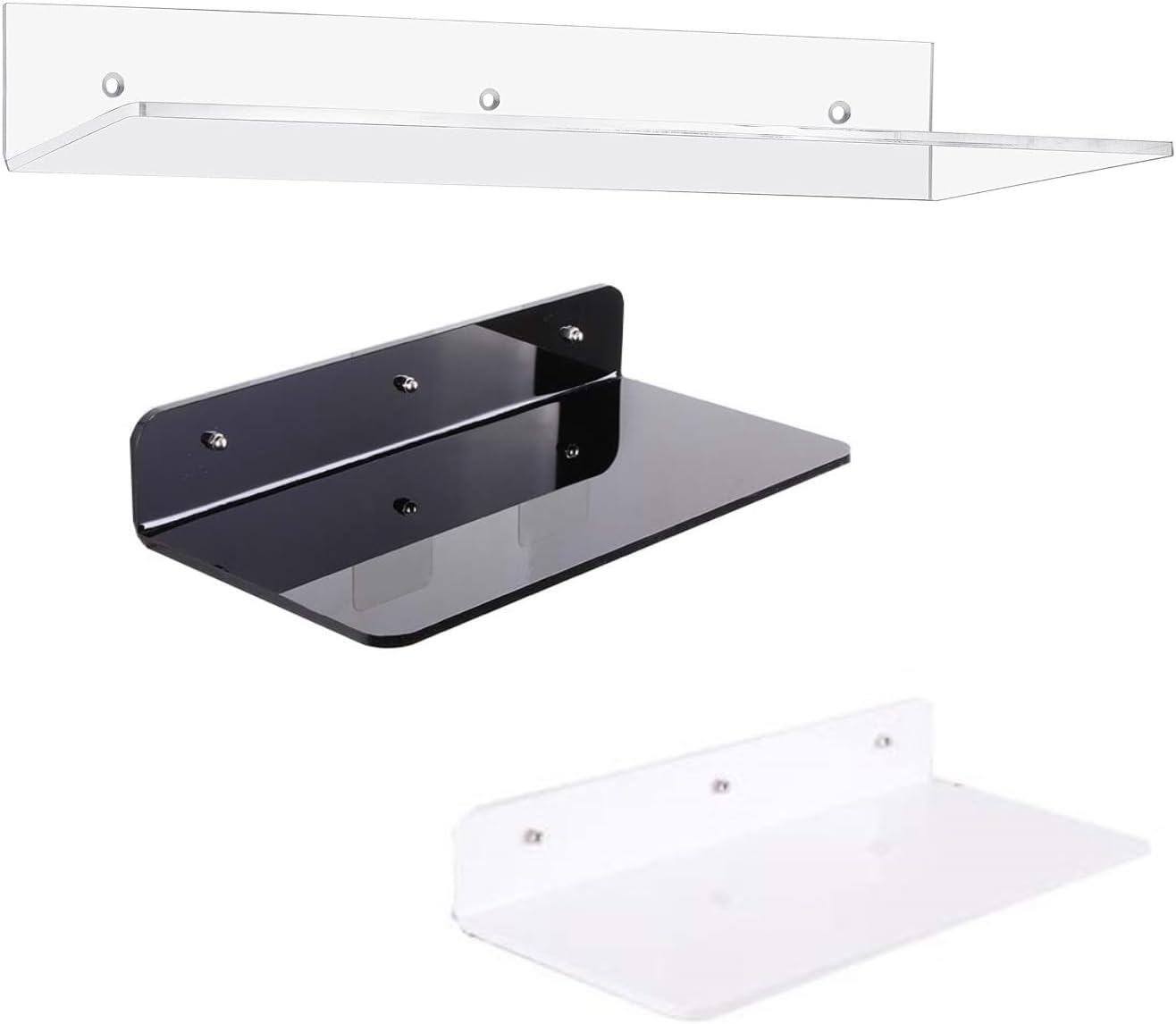 Amazon.com: 1Piece White Black Clear Acrylic Wall Floating Shelves Nail ...