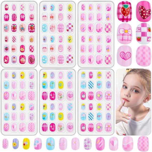 Amazon.com: 144 Pcs Kids Fake Nails Set, Thrilez 6 Pack Press on Nail ...