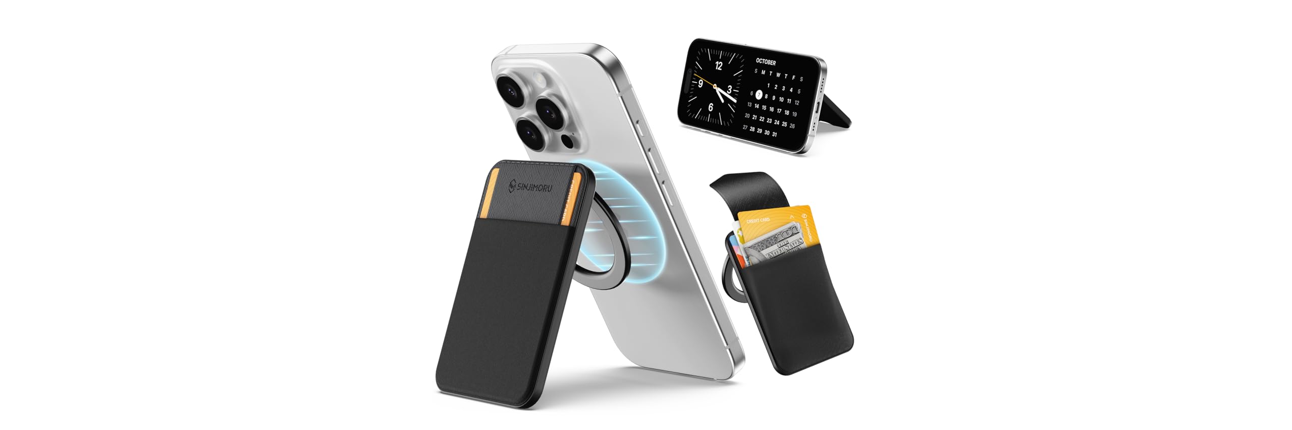 Sinjimoru for MagSafe Wallet, Adjustable Stand with Compact Magnetic ...