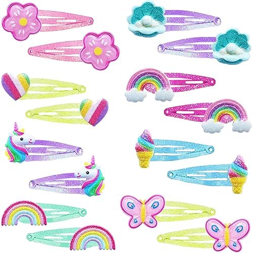Amazon.com : Hanaive 24 Pcs Rainbow Unicorn Clips Metal Clips Butterfly ...