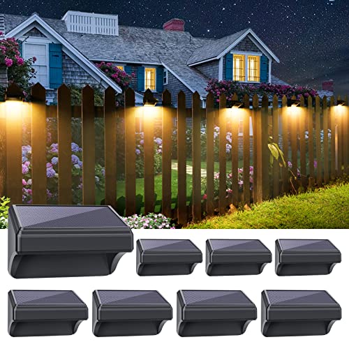 Aulanto Solar Fence Lights 8 Pack, Fence Solar Lights IP65 Waterproof ...