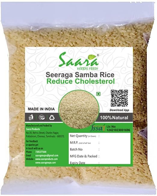 SAARA Organic Seeraga Samba Biriyani Rice (450 g) (Jeeraga Samba Rice ...