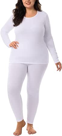 HOdo Plus Size Thermal Underwear Women Long Johns Fleece Lined Base ...