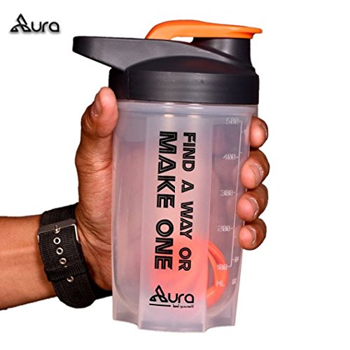 Buy Aura – Gym Shaker (White) 500ml with Shake Ball (White) Online at ...