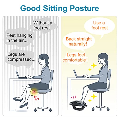 SANWA Ergonomic Foot Rest for Under Desk at Work, Adjustable Footrest ...