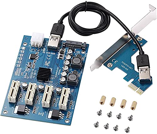 Pi+™ (PiPlus™) PCI-E to PCI-E Adapter Card PCI-E 1X to 4 X1 PCIe USB3.0 ...