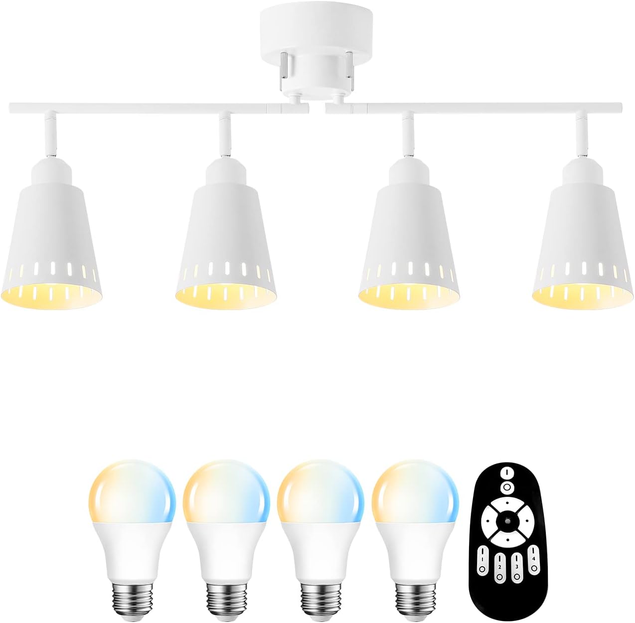 Amazon.co.jp : ANWIO シーリングライト 4灯 スポットライト 6畳 8畳 消費電力8.3W（60W形相当） 900LM E26口金 北欧 シーリング 折りたたみ式 LED ...