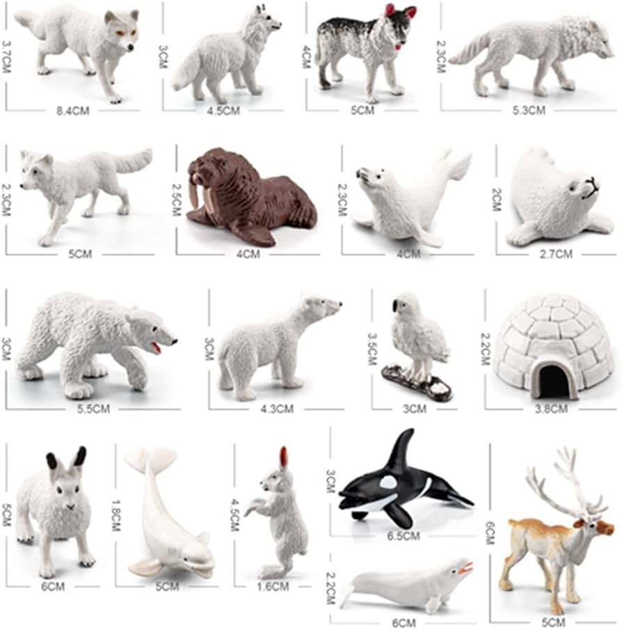 Arctic Animals Figurines Sets 19-Piece Arctic Animals Figurines Set ...