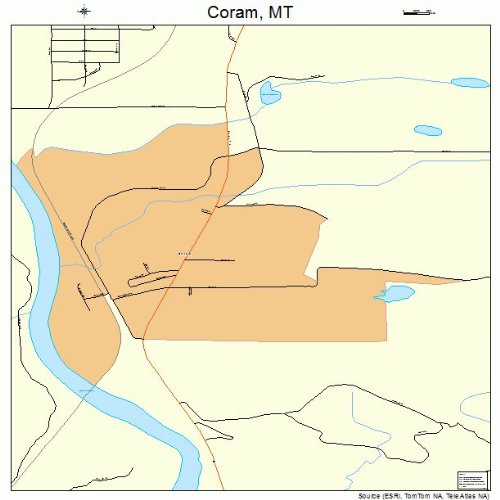 Amazon.com : Large Street & Road Map of Coram, Montana MT - Printed ...
