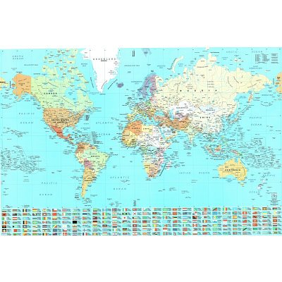 World Map (Flags at Bottom, No Border) Art Poster Print: Amazon.com: Books
