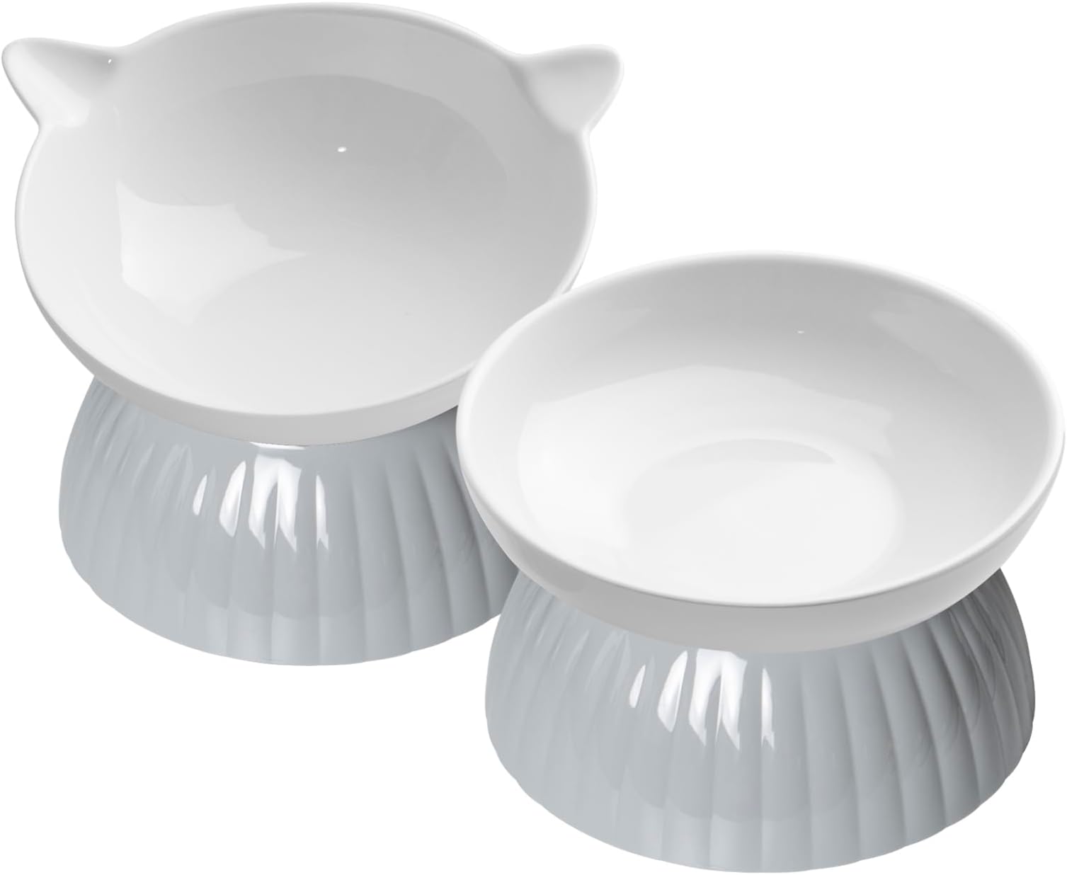 Amazon.com : Elevated Ceramic Cat Wet and Dry Food Bowl, Raise Whisker ...
