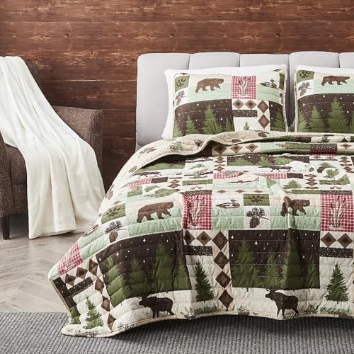 Amazon.com: Great Bay Home 3-Piece Reversible Rustic Lodge Bedspread King Size Quilt with 2 ...