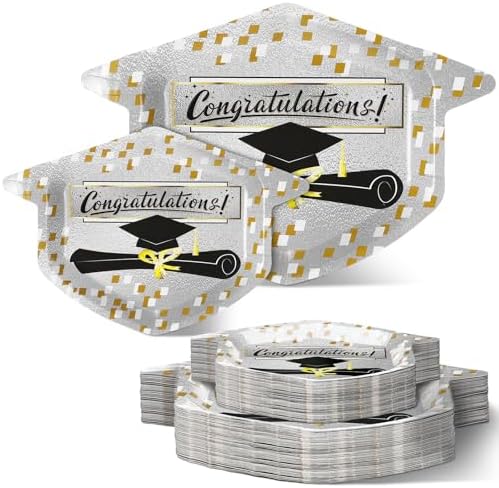 Amazon.com: Tioncy 72 Pcs 2025 Graduation Cap Plates Graduation Dessert ...