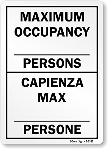 SmartSign"Maximum Occupancy_ Persons", Bilingual, Plastic Sign, 14" X ...