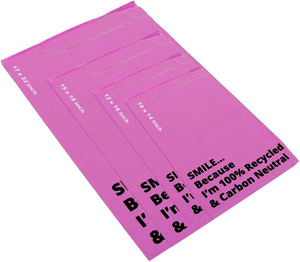 Pink Postage Bags for Clothes Pack of 40-3 Mixed Sizes Mailing and ...