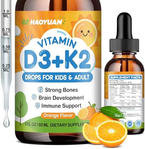 Amazon.com: Vitamin D3 K2 Drops for Kids Liquid Supplement with Calcium ...