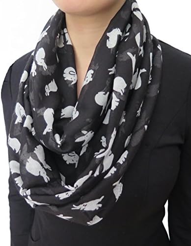 Lina & Lily Cute Rabbit Bunny Print Infinity Scarf Lightweight (Large ...