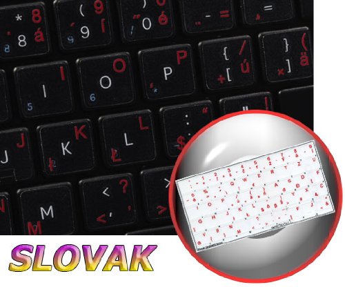 Amazon.com: SLOVAK KEYBOARD STICKERS ON TRANSPARENT BACKGROUND WITH RED ...