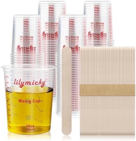 Amazon.com: Lilymicky 16 oz Plastic Mixing Cups, 100 Pack 16 oz (500ml ...
