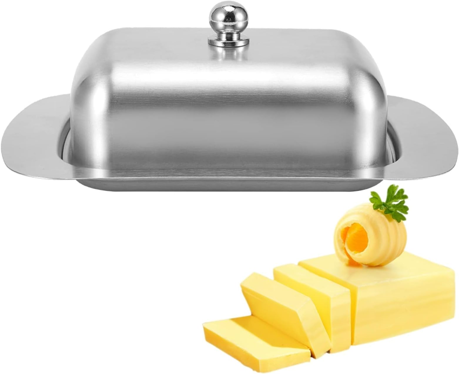 Butter Dish with Lid Stainless Steel Butter Tray Dessert Container Food ...