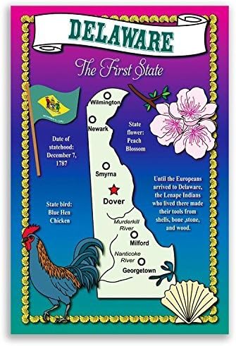 Amazon.com : DELAWARE STATE MAP postcard set of 20 identical postcards ...