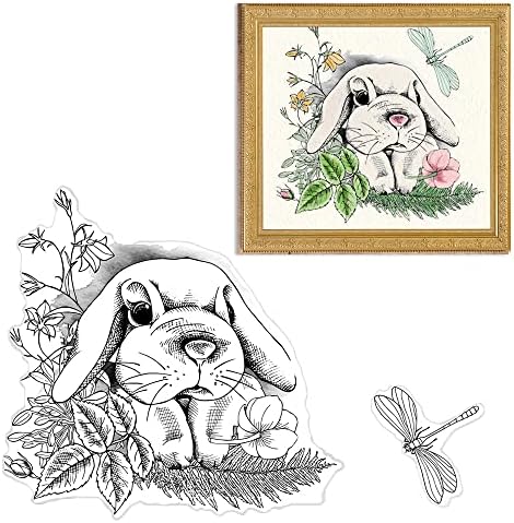 Amazon.com: Easter Rabbit Background Clear Stamps for Card Making ...