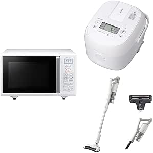 Amazon | TOSHIBA(東芝)【3点セット】レンジ 16L+炊飯器+掃除機 ER-W16(W)/RC-5ZXT(W)/VC-CL21Z-W 新生活セット 家電セット一人暮らし ...