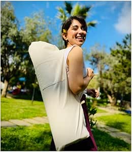 Amazon.com : Yoga Mat Bag with min pocket for 8mm Thick Mats (Up to 0.3'') – 100% Raw Cotton ...