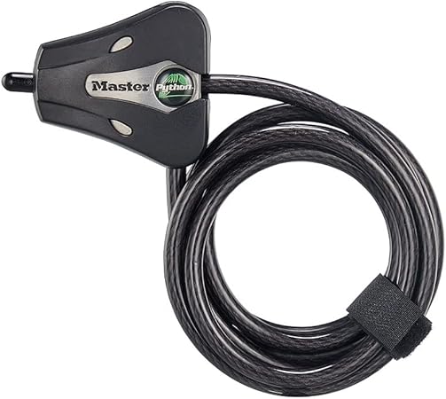 Master Lock Black Python Bike Lock with Key, Adjustable Metal Cable ...