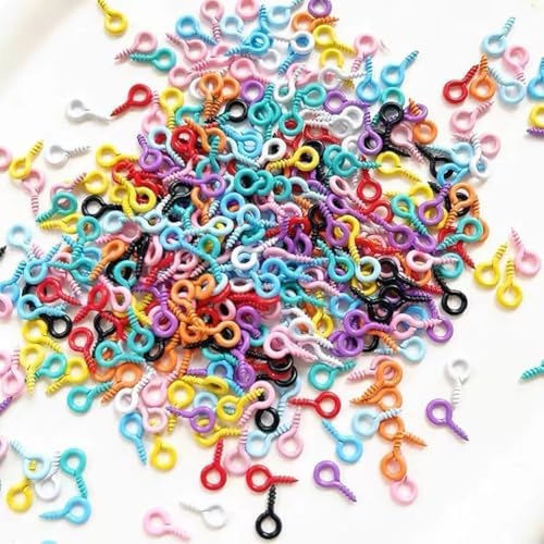 Amazon.com: 200Pcs Colorful Small Screw Eye Pins, Eye Screw Clasps ...