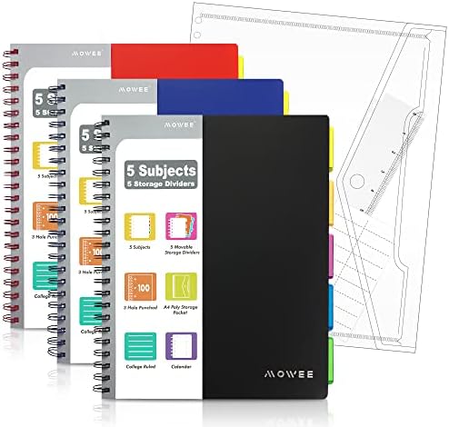 Amazon.com : Dunwell 5-Subject Notebook College Ruled 8.5 x 11, 200 ...