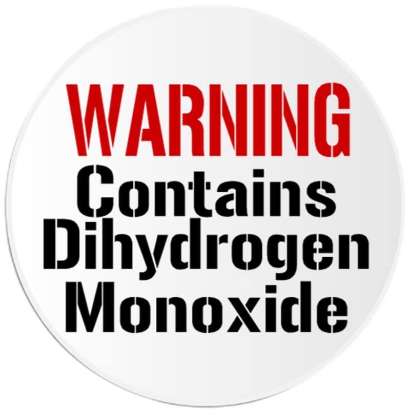 Amazon.com - Warning Contains Dihydrogen Monoxide - Circle Sticker ...