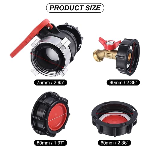 PATIKIL IBC Tote Adapter Set, 75mm Coarse Thread IBC Tote Ball Valves ...