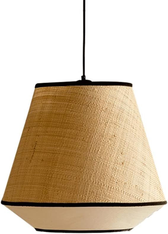 PARREN Boho Linen Fabric Pendant Light Bamboo Woven Lamp Shade E27 Base ...
