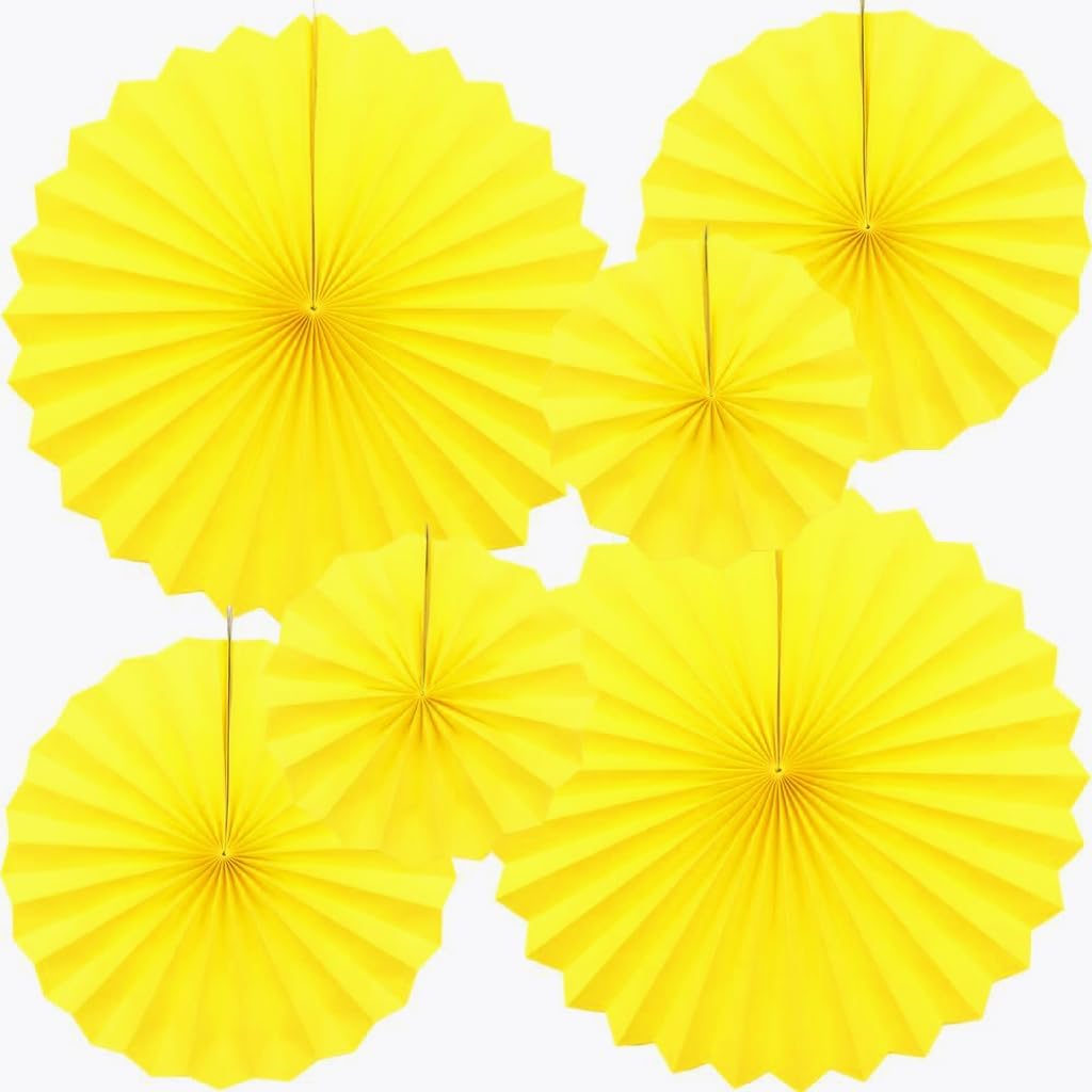 Amazon.com: JEYE Yellow Hanging Paper Fans Party Decoration Round Paper ...