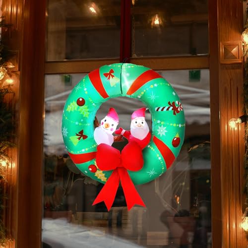 Snapklik.com : Karenhi 2 Pack 3 Ft Christmas Inflatables Wreath Outdoor ...