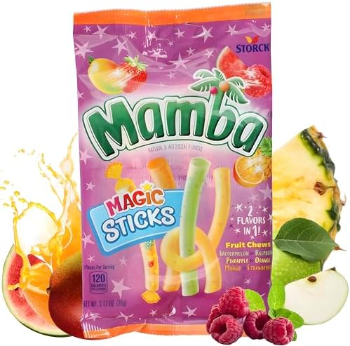 Amazon.com : Mamba, Magic Sticks, Fruit Chews, Candy, 2 Flavors in 1 ...