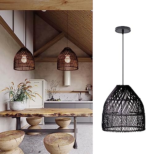 Arturesthome Boho Rattan Pendant Light Fixtures, Mini Farmhouse Natural ...